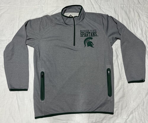 MICHIGAN STATE SPARTANS GREY 1/4 PULLOVER SWEATSHIRT TOP Size Large | eBay