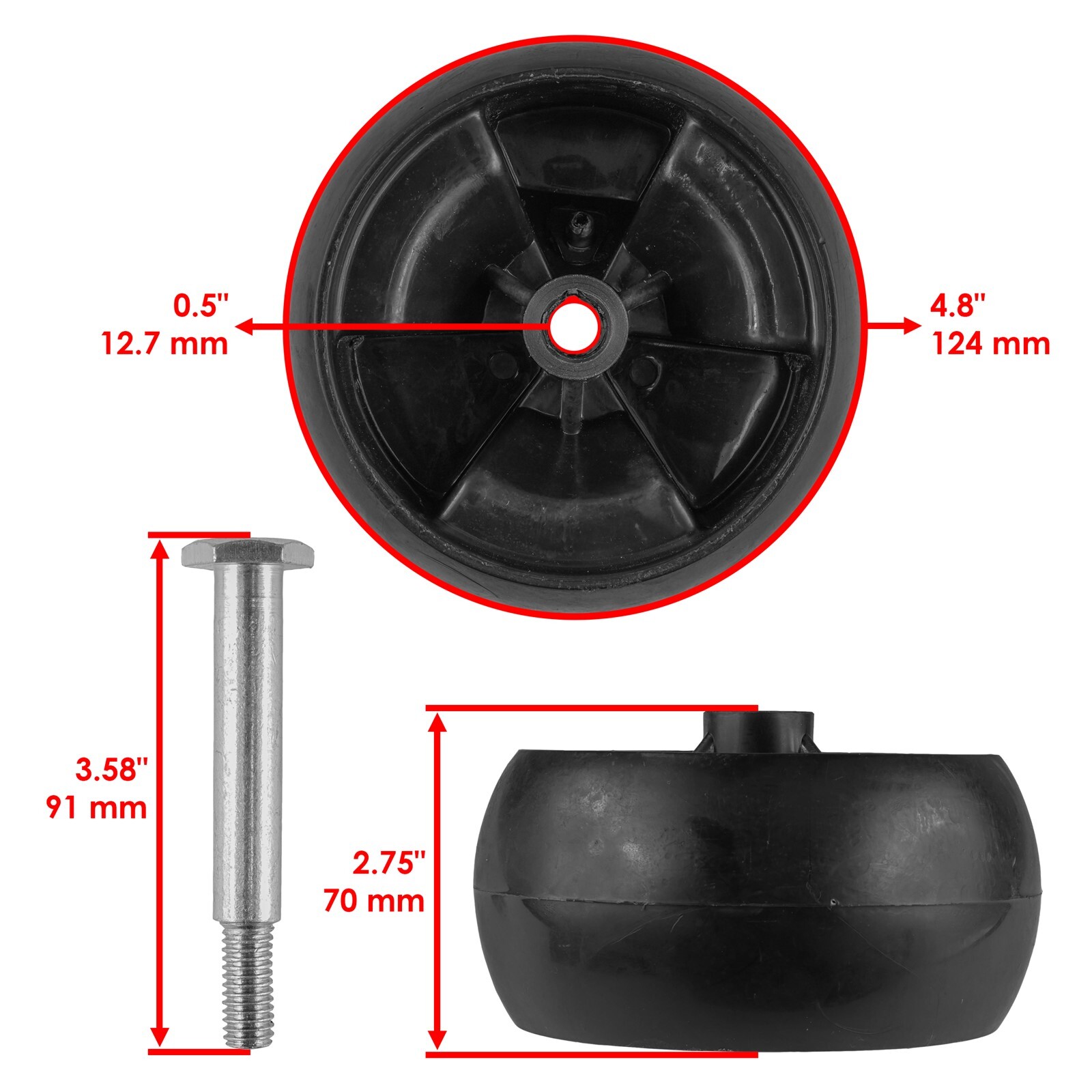 Caltric 133957 532133957 Mower Deck Wheel for Poulan RedMax Dixon ...