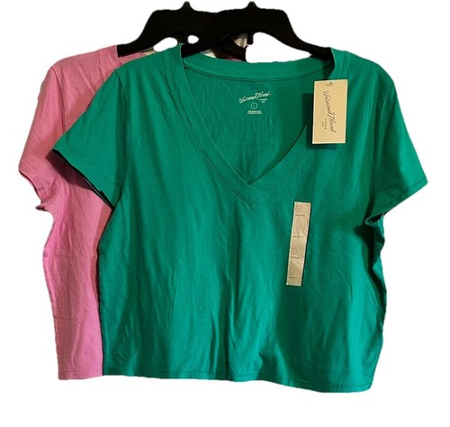 Women’s L “Universal Thread” V-Neck Crop Tshirts 1 EmeraldGreen & 1 ...