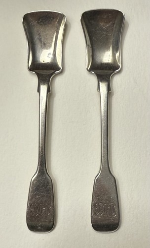 Antique Victorian Dublin 1844 Pair Sterling Silver Fiddle Back “shovel ...