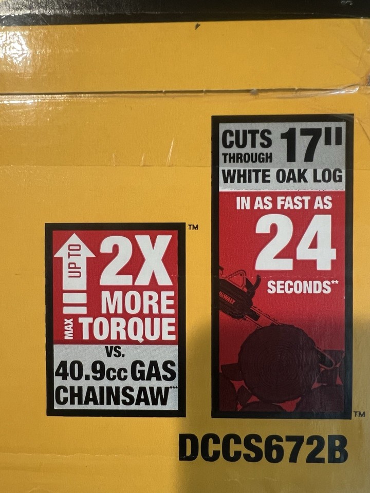 DeWALT FlexVolt 60V MAX 18in Brushless Chainsaw DCCS672B Tool Only ...