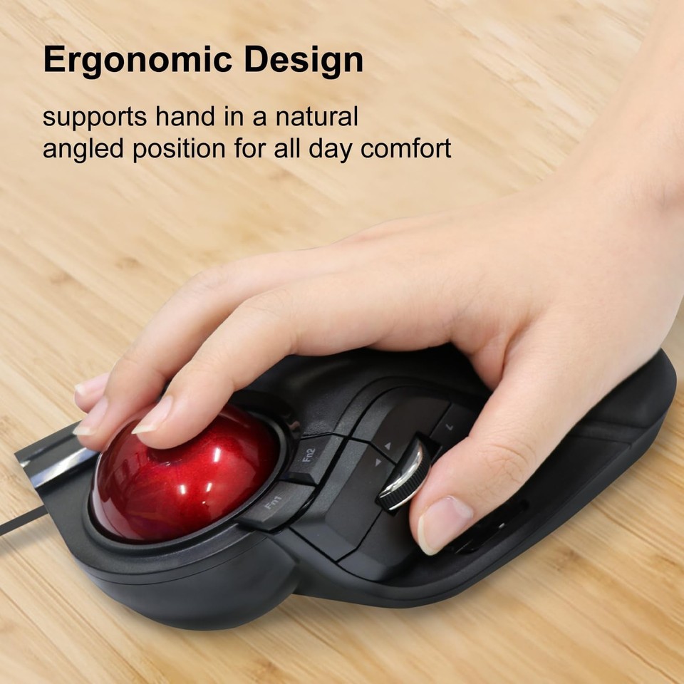 ELECOM HUGE Trackball Mouse, Wired, Finger-Operated, 8-Button Function ...