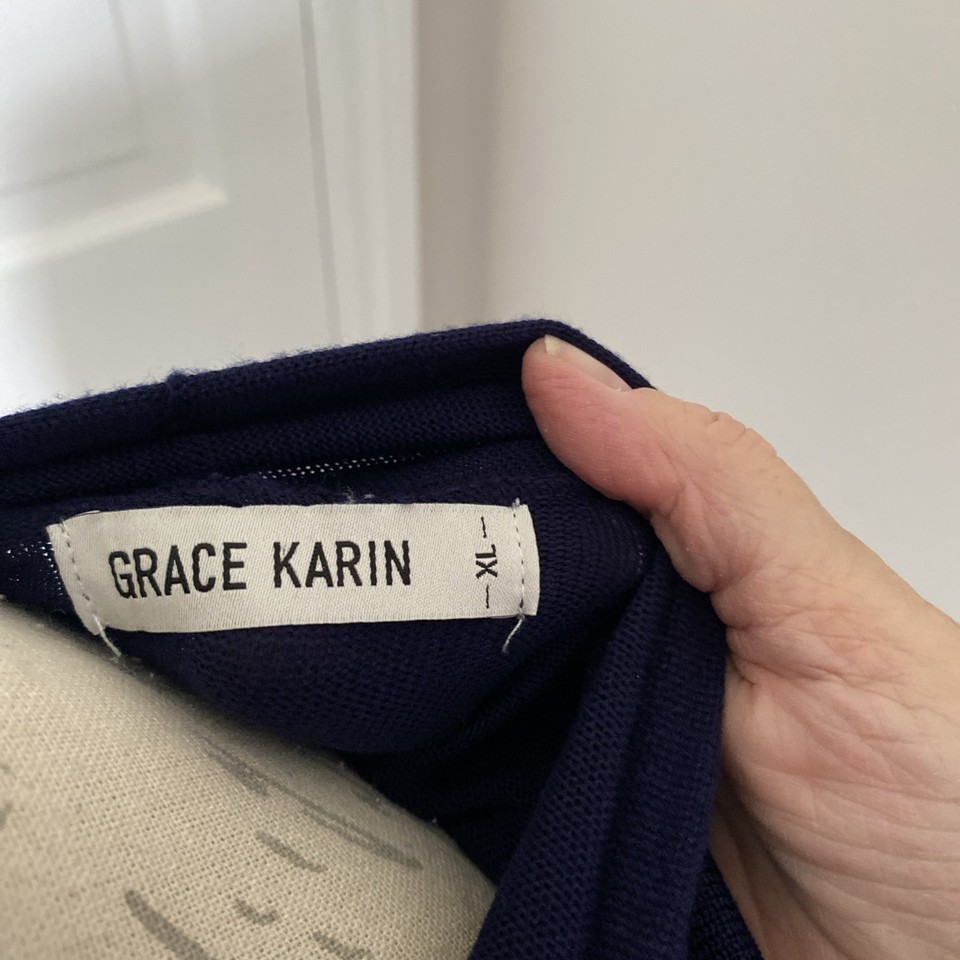 GRACE KARIN Colour Block Grey White Longline Open Cardigan XL | eBay