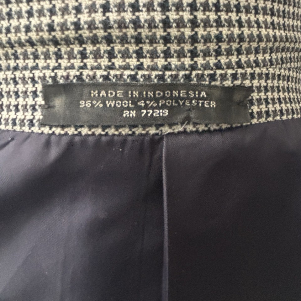 Vintage Andre Vachon Wool Blend Houndstooth Sport Coat Big 56R Gray ...