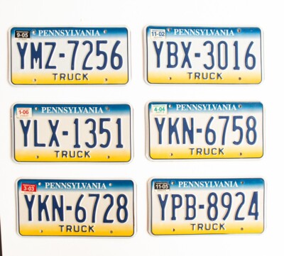 Lot - (6) Pennsylvania license plates - all TRUCK - Tri color | eBay