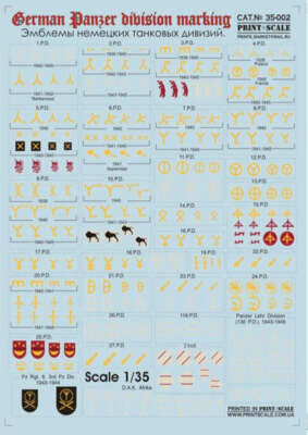 Print Scale 35-002 1:35 German Panzer Division Marking 1939-1945 Part 2 ...