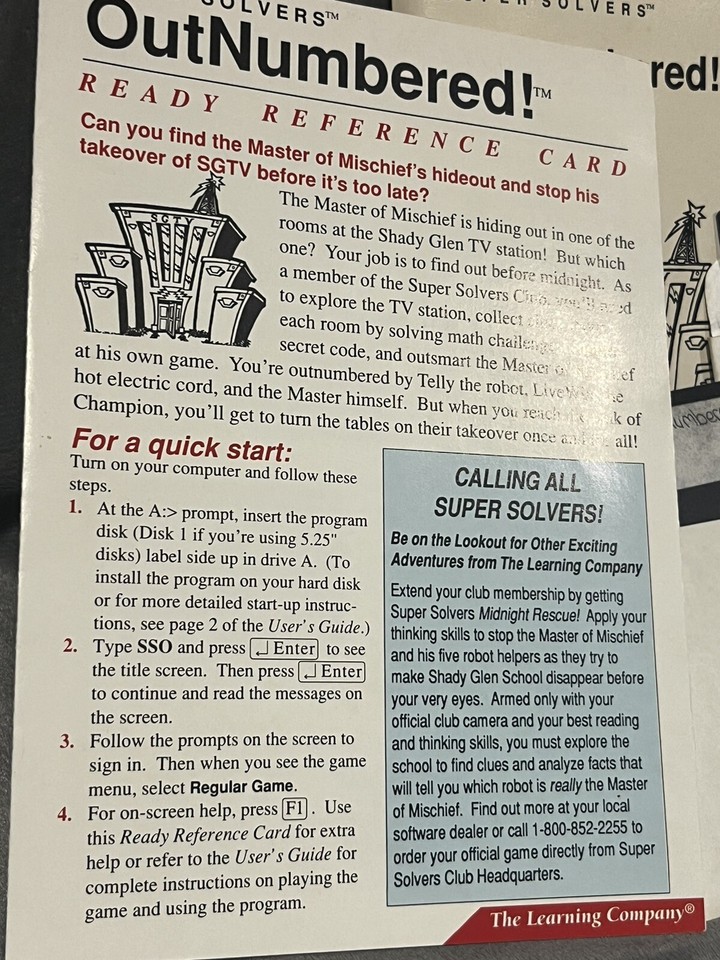 Vintage IBM Learning Company Super Solvers Out Numbered! Math Computer ...