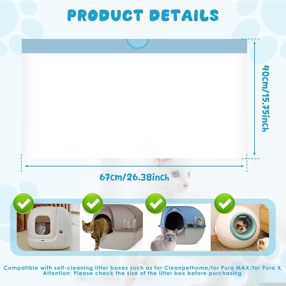 60 Count Cat Litter Box Liners 3.15Mil Extra Thick Cat Litter Bags ...