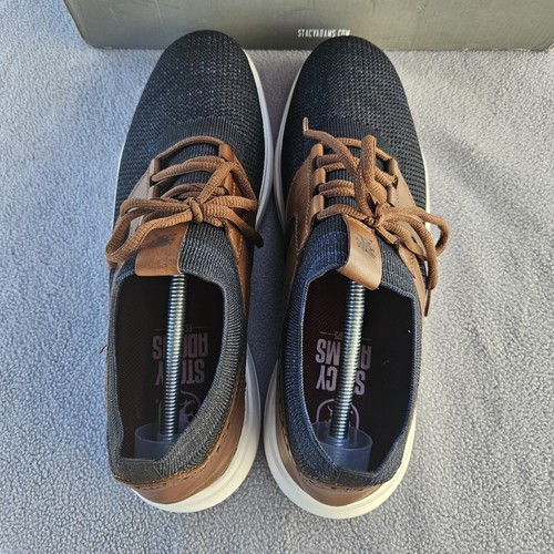 Stacy Adams Moxley Marine/Dark Blue Knit Textile Suede Leather Mens ...