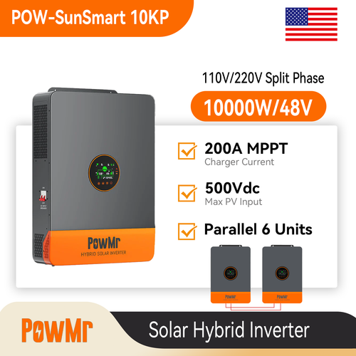 10KW 48V Solar Inverter 120V/240V Split Phase 200A MPPT Controller ...