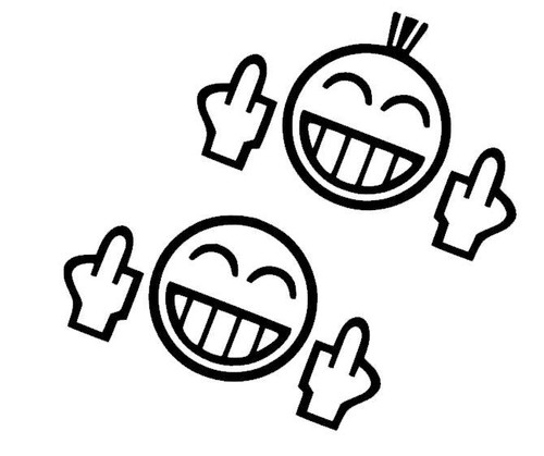2x Smiley Mittelfinger Aufkleber Karte Decal Punisher Sticker JDM (112/ ...