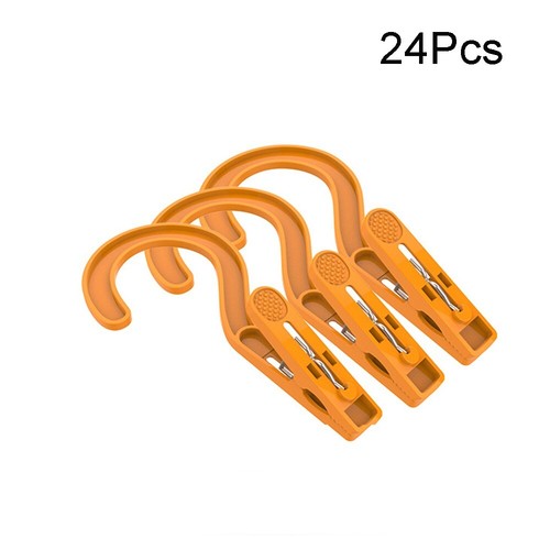 24Pcs Plastic Hanger Clips Super Strong Clothes Pins Bathroom Travel ...