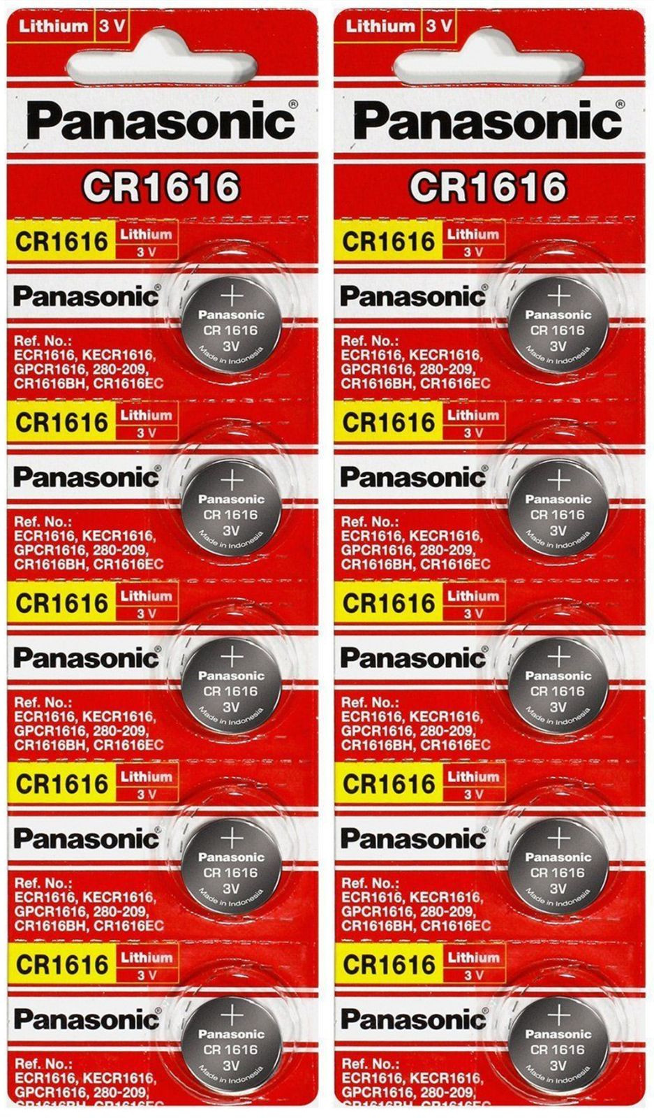 10 Fresh Genuine Panasonic CR1616 ECR1616 1616 3V Lithium Coin Button ...