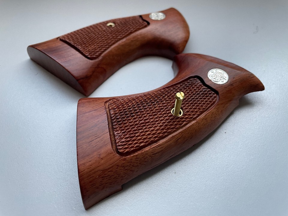 Cool Checker wood handle Handmade Grip For S&W N FRAME SQUARE BUTT # ...