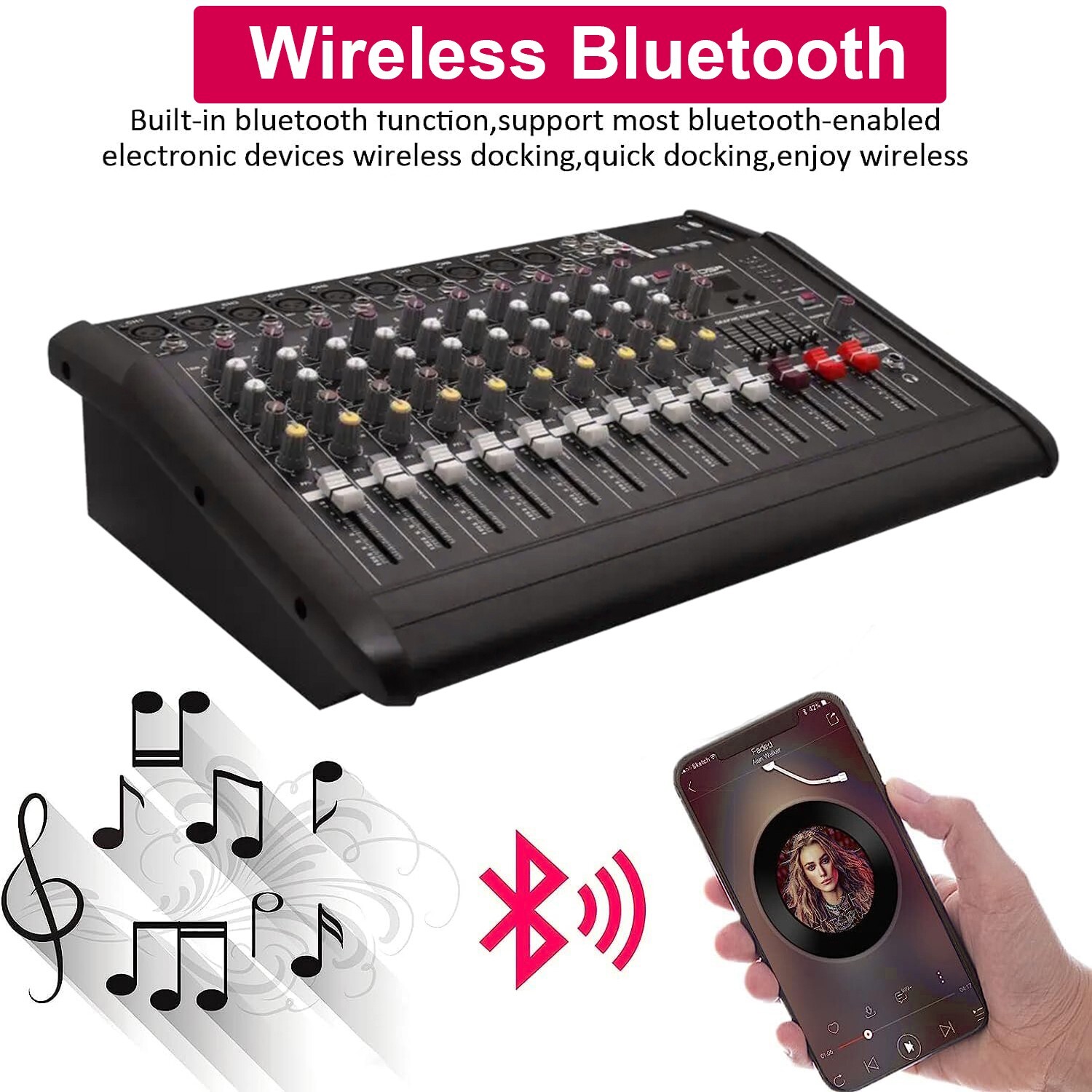 2000W 10 Channel Pro Power Mixer Audio Mixing Amplifier 16DSP w/USB 110 ...