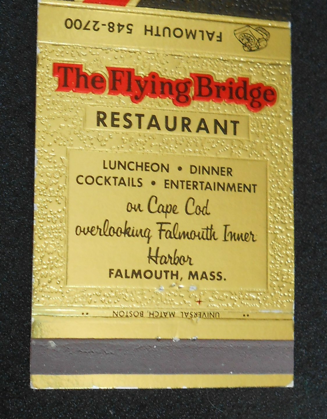 1960s? The Flying Bridge Restaurant Inner Harbor Map Falmouth MA ...