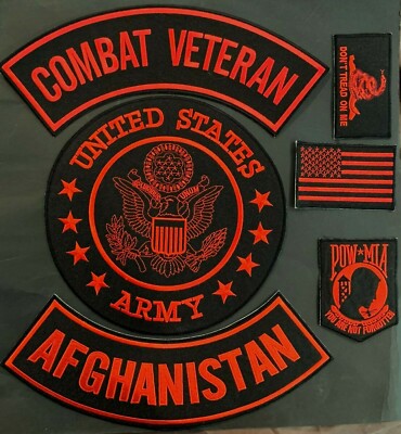 US ARMY SEAL COMBAT VETERAN AFGHANISTAN MILITARY MOTORCYCLE VEST LOT/ 6 ...