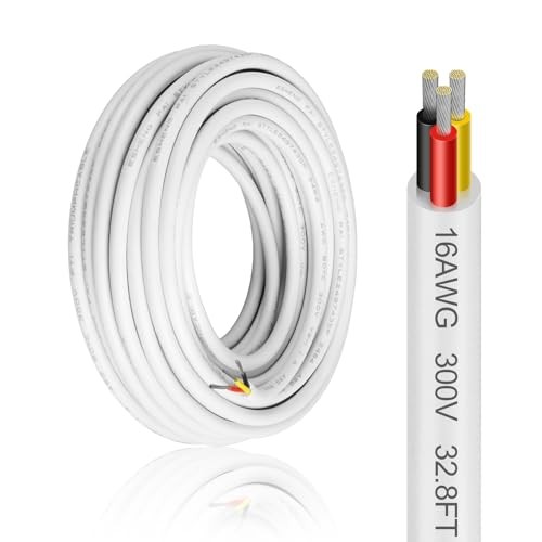 16 Gauge 3 Conductor Electrical Wire, 32.8FT 16AWG 32.8FT/10M 16AWG-3C ...