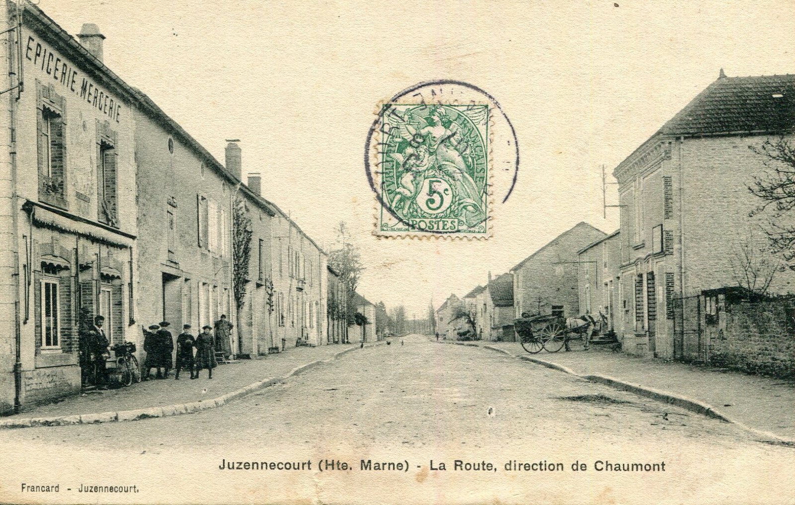 Carte JUZENNECOURT La Route direction de Chaumont animé devant l ...