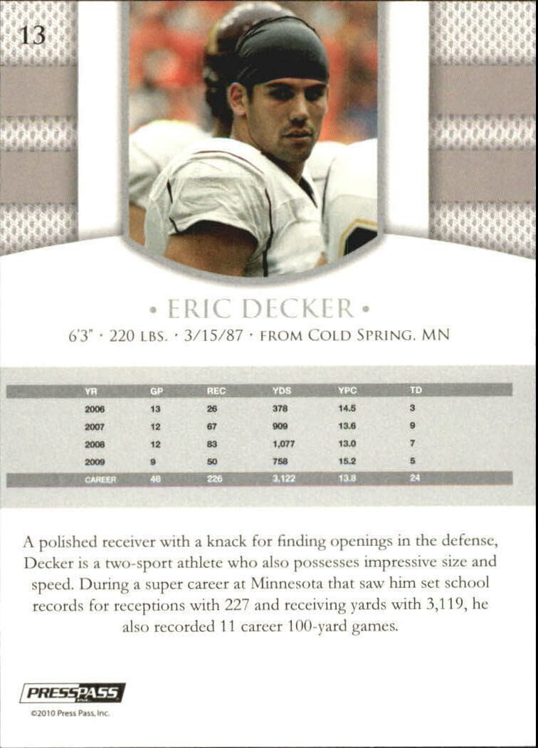 2010 Press Pass PE #13 Eric Decker | eBay