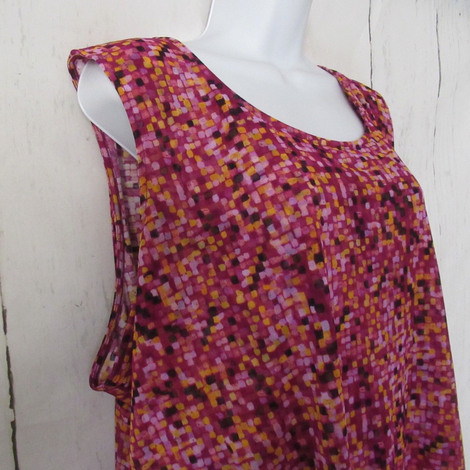 Catherines Top 2X 22W 24W Mosaic Print Travel Sleeveless Plus Size | eBay