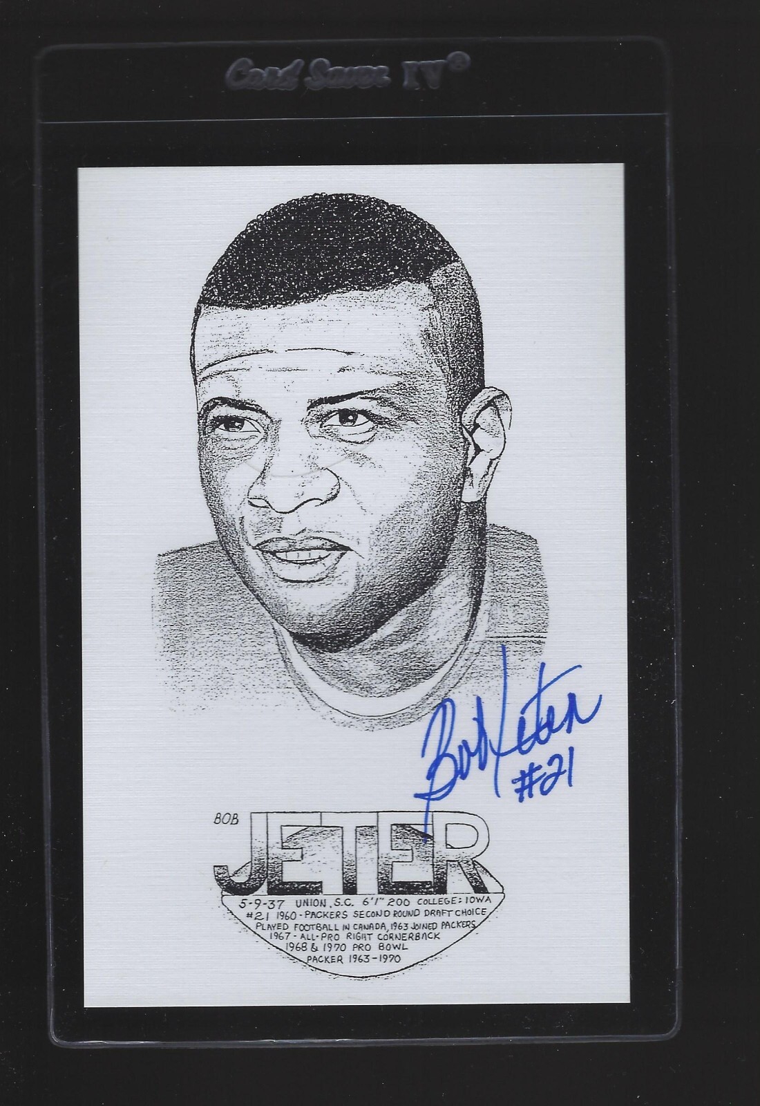 Bob Jeter Green Bay Packers Signed Auto 4x6 Football Art Card Autograph ...