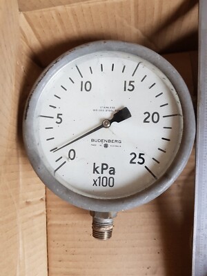 BUDENBERG pressure gauge 0-25 kPa X 100 , face OD 150mm. Made in ...