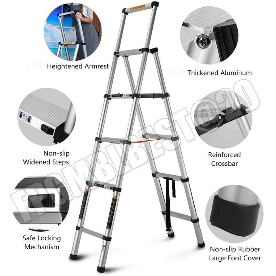 1.4M-2.3M Multi Purpose Aluminum Telescopic Ladder Heavy Folding ...