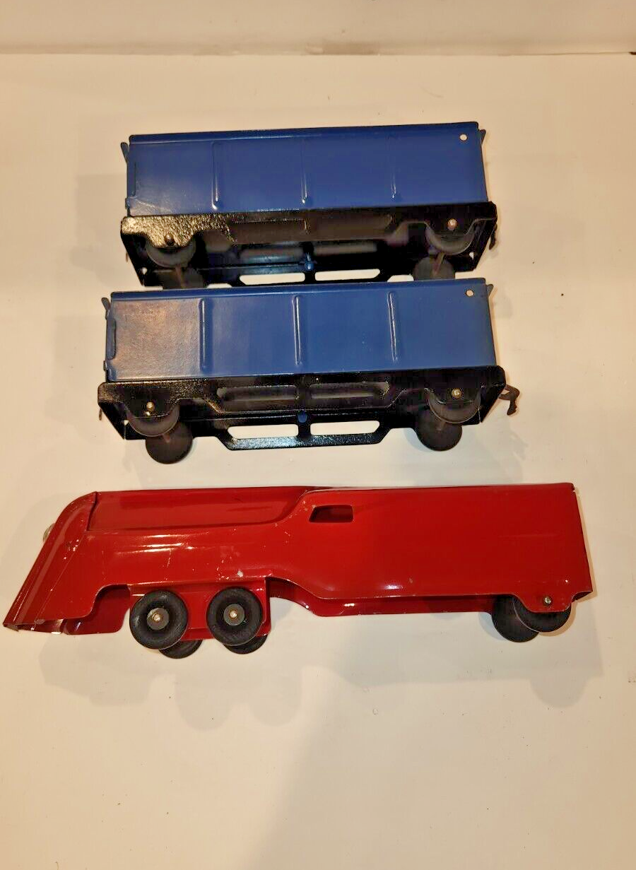 Vintage 3pc Pressed Steel Marx Lumar Lines Railroad Train Locomotive ...
