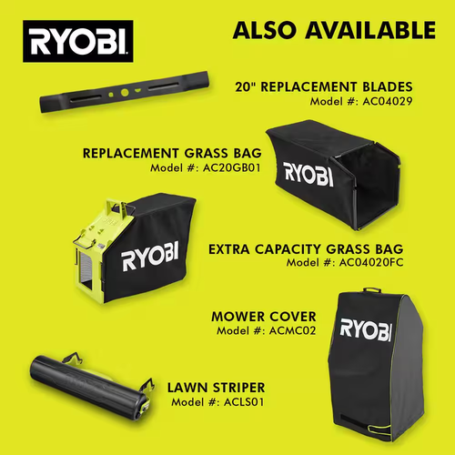 RYOBI 40V HP Brushless 20" Cordless Battery Walk Behind Push Mower ...