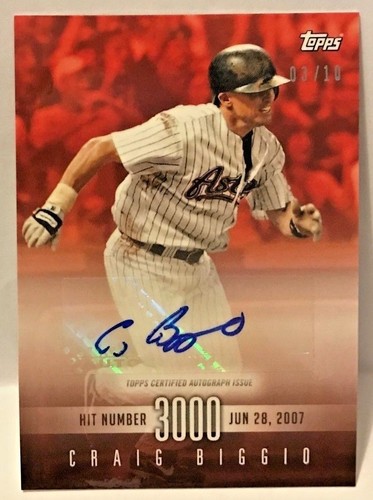 Craig Biggio 2017 Topps On Demand 3,000 Hit Club RED Autograph Auto #'d ...