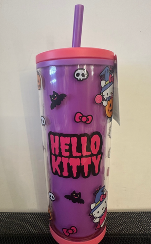 Hello Kitty Halloween Tumbler~24 oz Zak! Plastic Cup w/ Straw~HK Witch ...