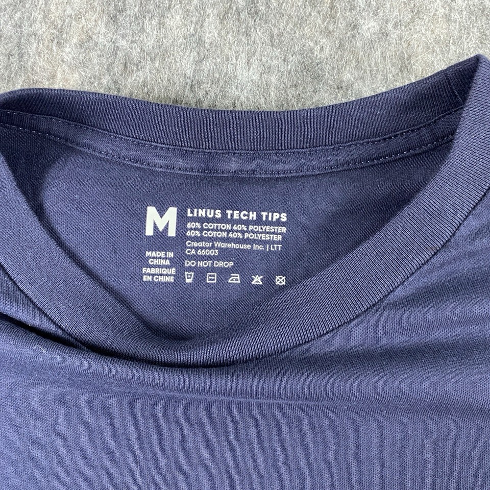 Linus Tech Tips Short Sleeve Blank T-Shirt Men's Medium Blue LTT Poly ...