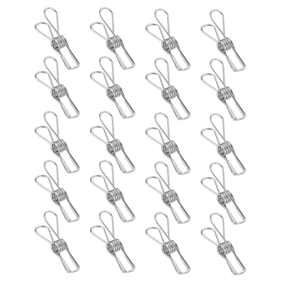20*Metal Wire Clips Clamps Stainless Steel Washing Line Clothes Pegs ...