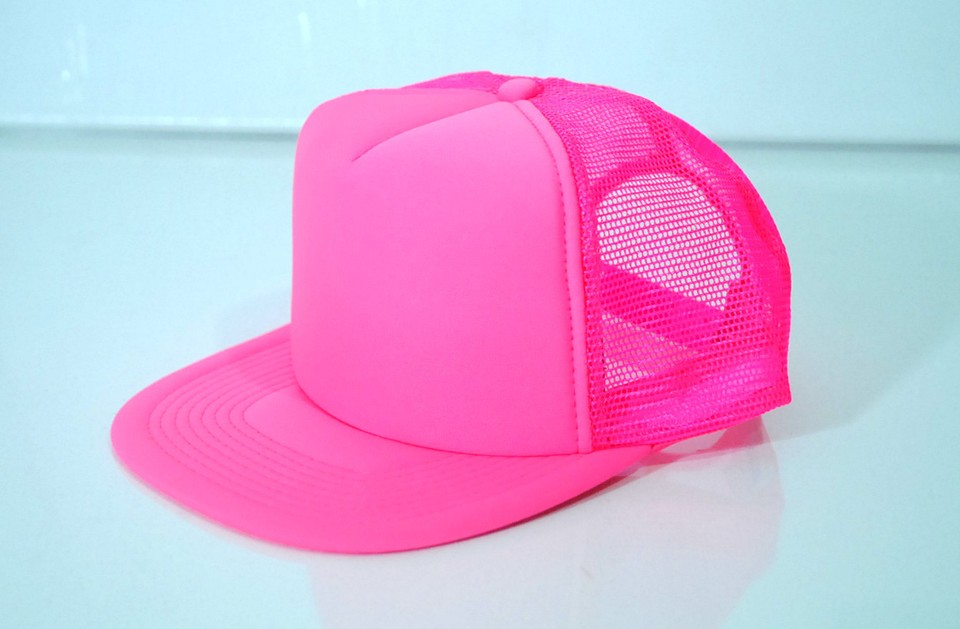 NEON TRUCKER MESH HAT CAP SNAP BACK BASEBALL PLAIN ORANGE GREEN PINK ...
