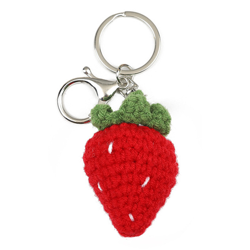 Handmade Knitted Keychain Keyring Crocheted Fruit Pendant Handbag ...