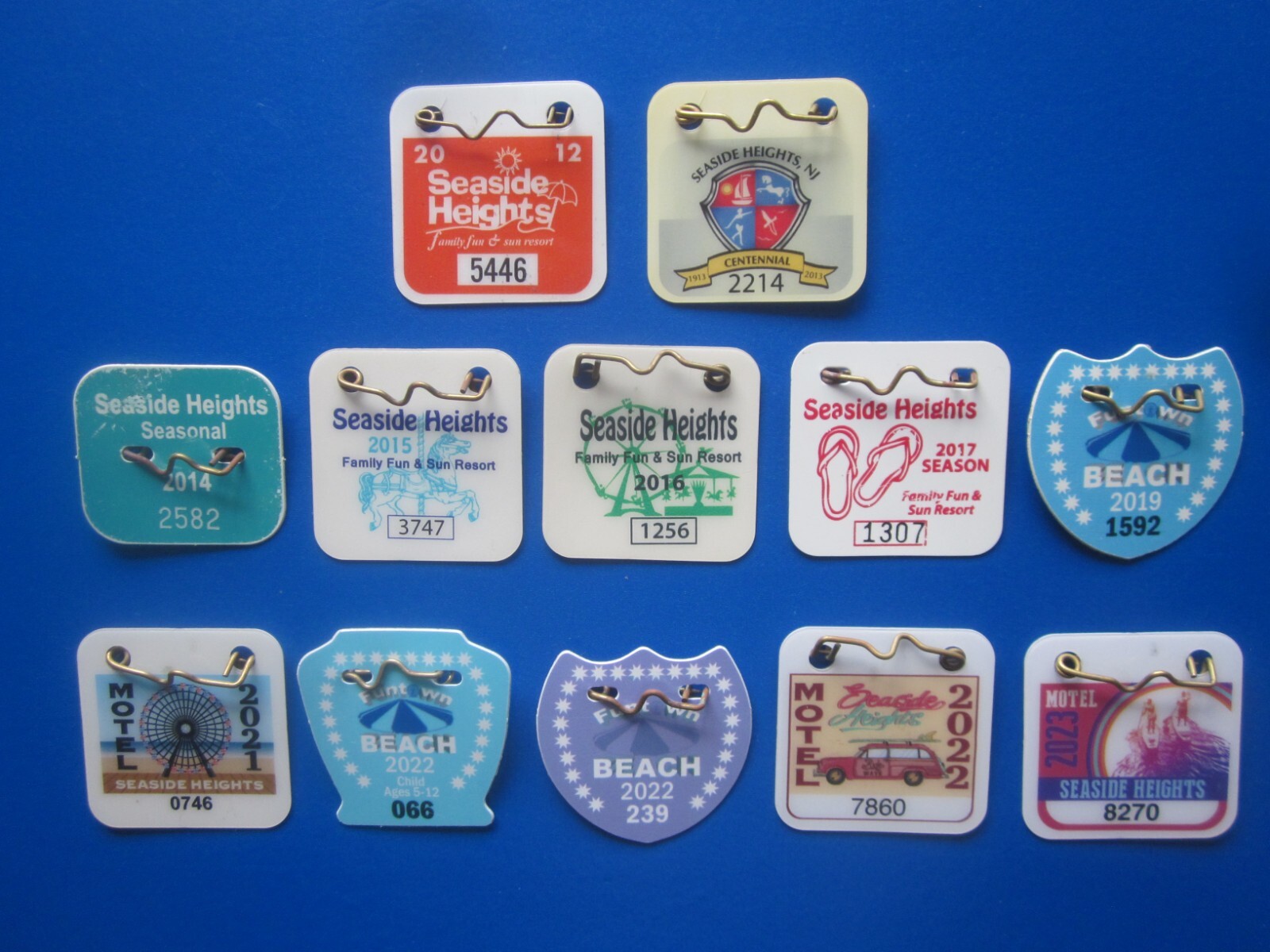 10 YEARS SEASIDE HEIGHTS NEW JERSEY SEASONAL BEACH BADGES/TAGS | eBay