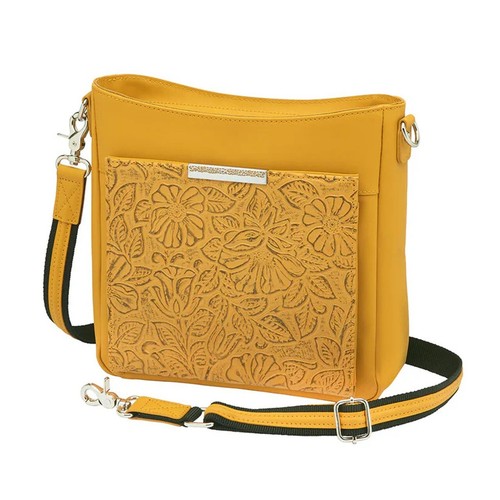 Gun Tote'n Mama Debossed USA Cowhide Slim Crossbody Mustard | eBay