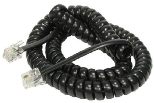 Telephone Cable BT Phone Handset Coiled Cord Spiral Wire 2M BLACK RJ10 ...