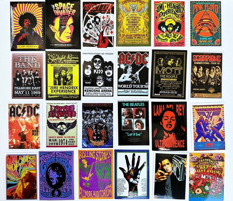 ROCK Bands Posters Stickers, 50 Vintage Heavy metal, rock bands Decals ...