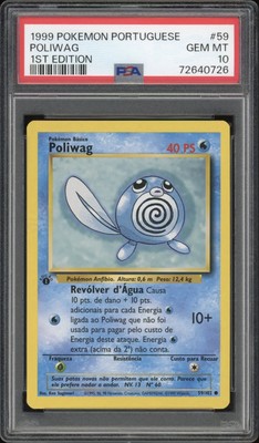 1999 Pokemon PORTUGUESE 1st Edition Base Set Poliwag 59/102 PSA 10 GEM ...