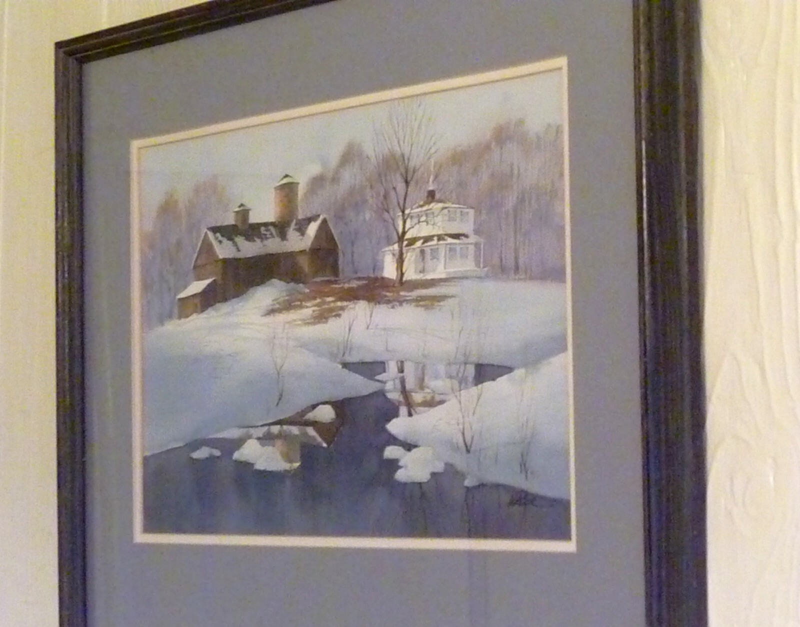 1975 Michael J Weber WATERCOLOR PAINTING Winter Stillness LANDSCAPE ...