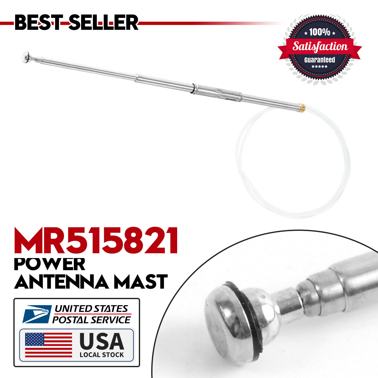 Power Chrome Antenna Mast Aerial Rod Fit Mitsubishi Montero 200120-06 ...