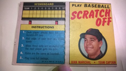 1970 TGC PLAY BASEBALL SCRATCH OFF JUAN MARICHAL SCRATCHED S F GIANTS | eBay
