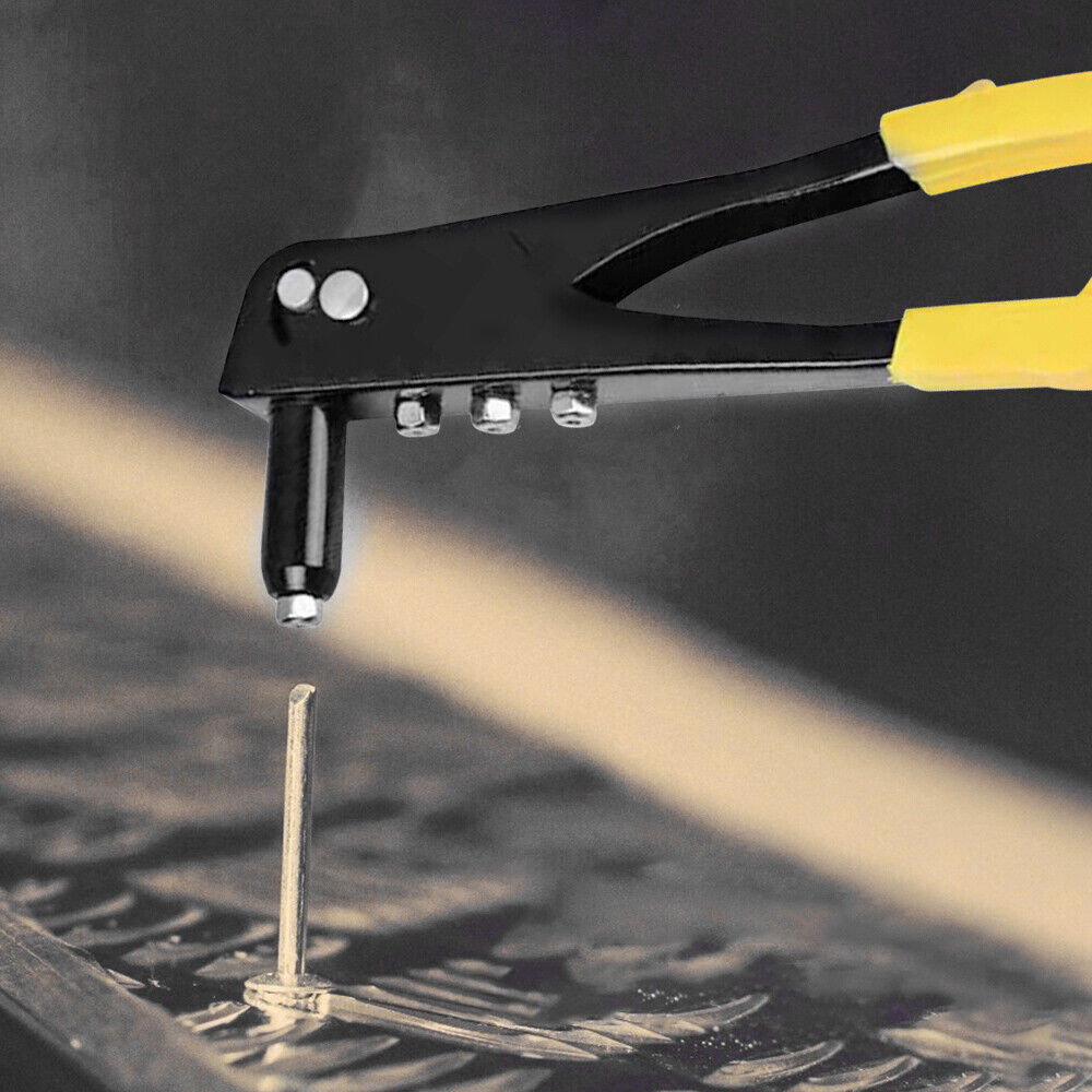 Heavy Duty Hand Pop Rivet Gun Tool Kit 1000 Assorted Rivets 4 Nozzle ...