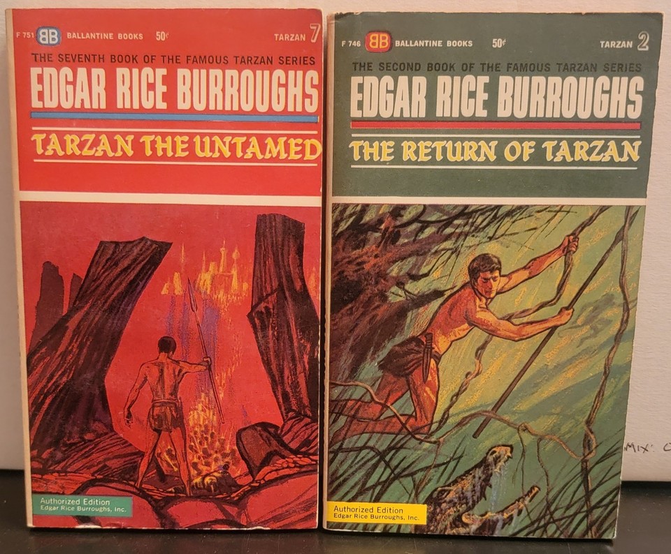 Vintage Edgar Rice Burroughs Tarzan mixed pulp fiction lot of 11 novels ...