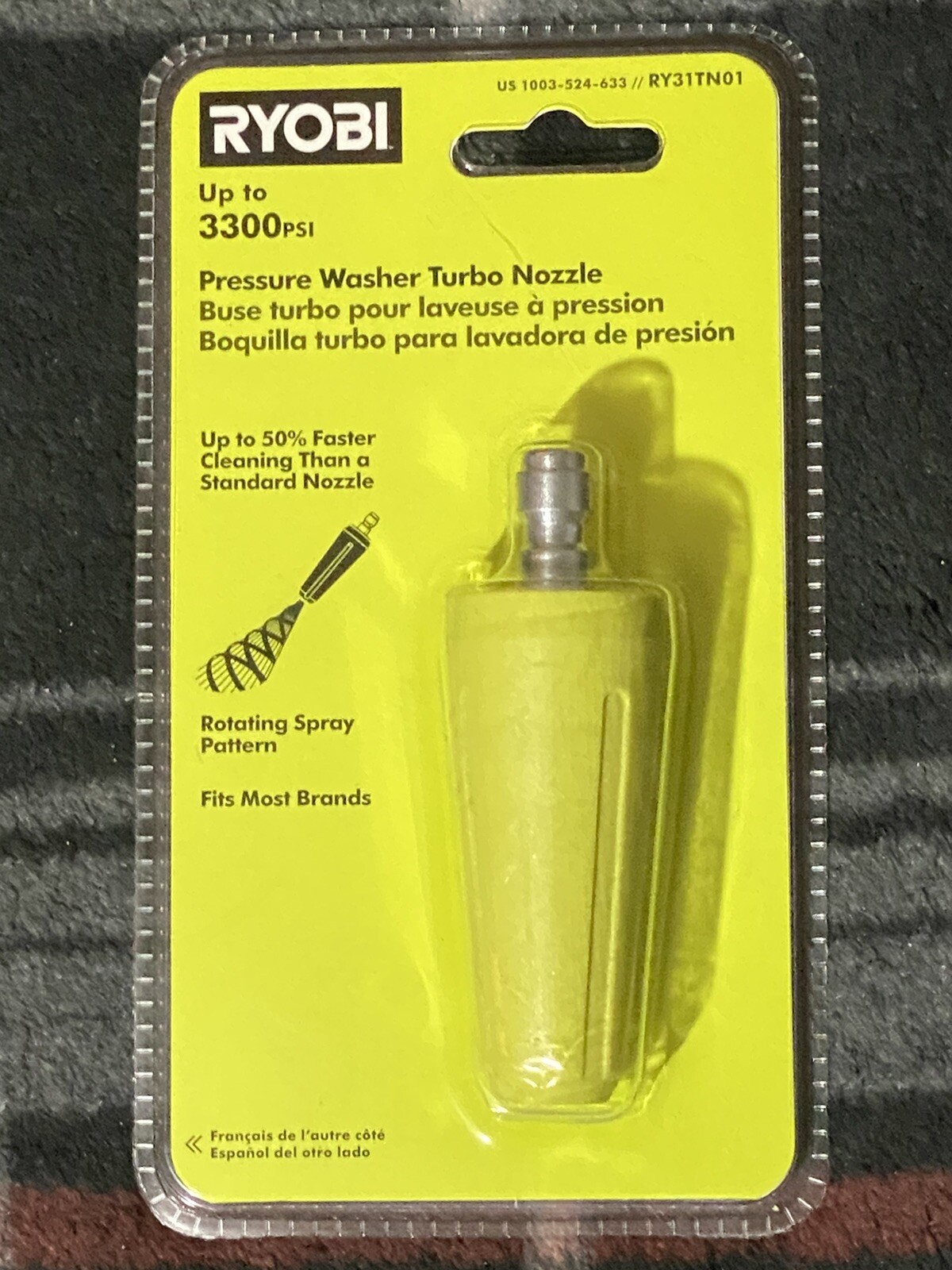 RYOBI PRESSURE WASHER TURBO NOZZLE 3300 MAX PSI 1003-524-633 - Fast ...