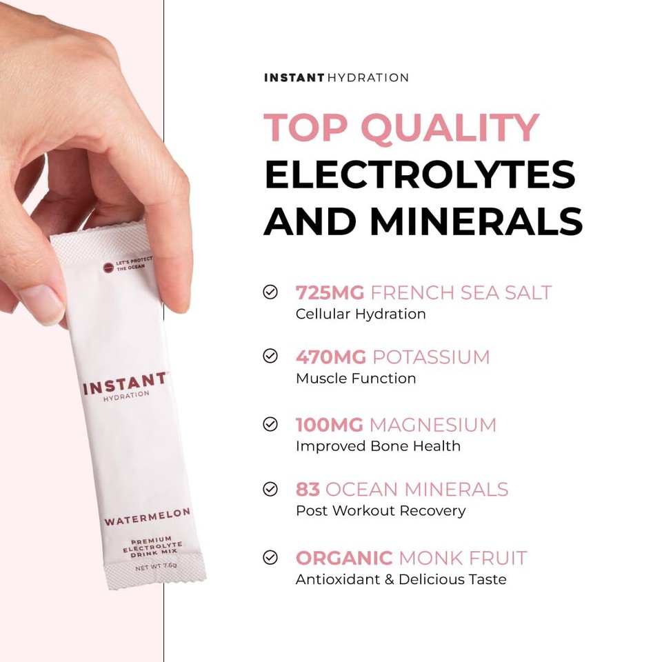 Instant Hydration Electrolytes Powder Packets - Watermelon Drink Mix ...