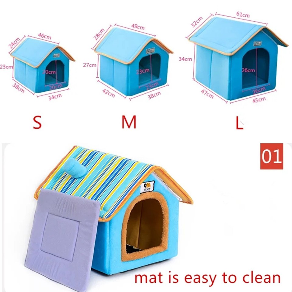 Dog Cat House Kennel Insulation Soft Dog Cat Bed Plush Cat Puppy Cave ...