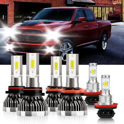 For Ram 5500 2021-2022 6Pcs LED Headlight Bulb High Low Beam + Fog ...